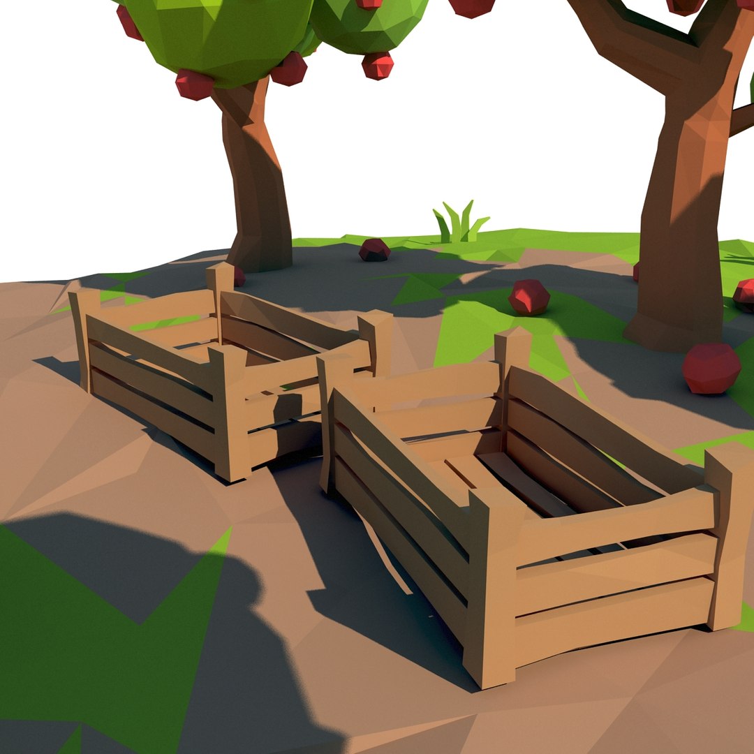 3d Apple Orchard Cartoon Model