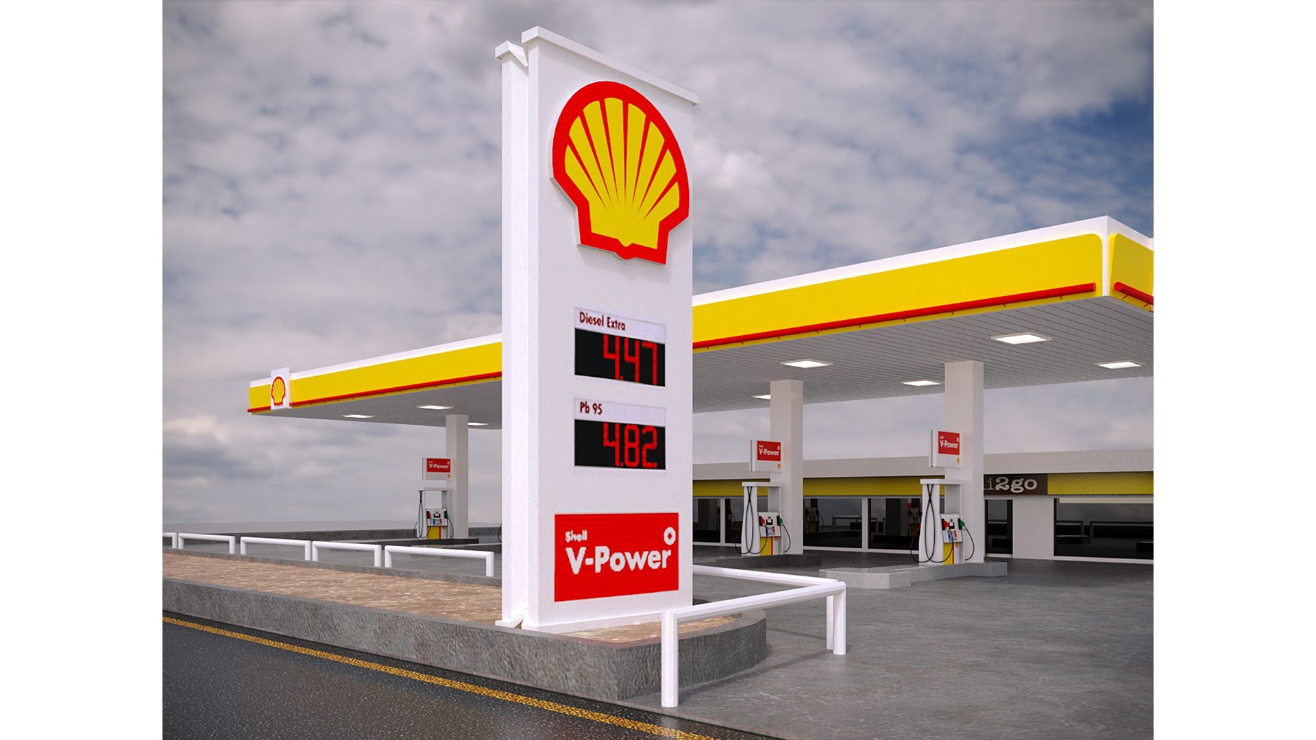 Gas station shell - 3D model - TurboSquid 1581410