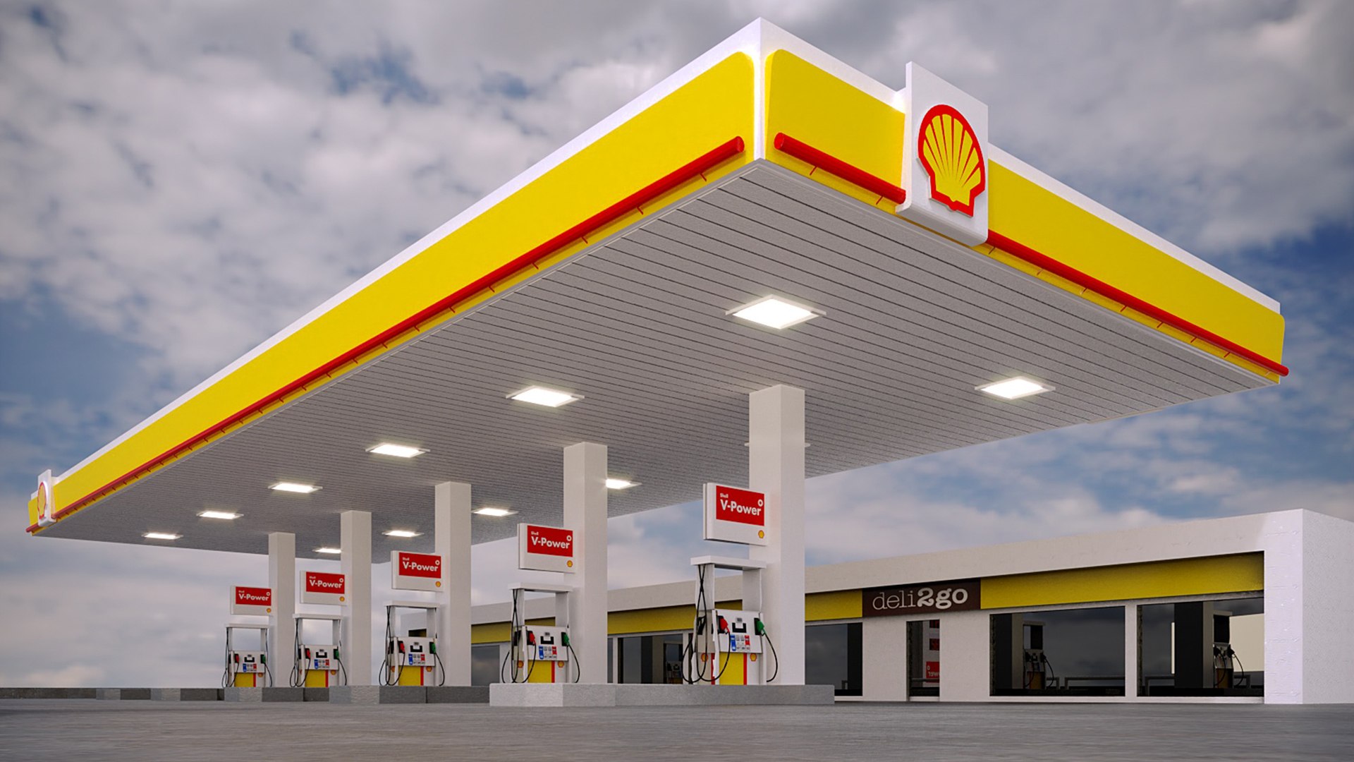 Gas station shell - 3D model - TurboSquid 1581410