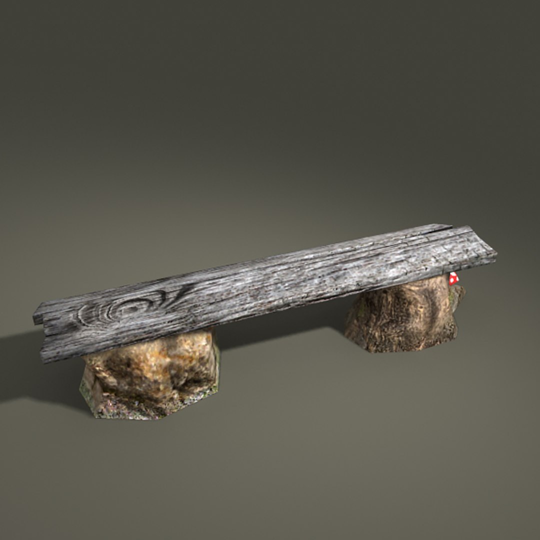 low-poly bench 3d model