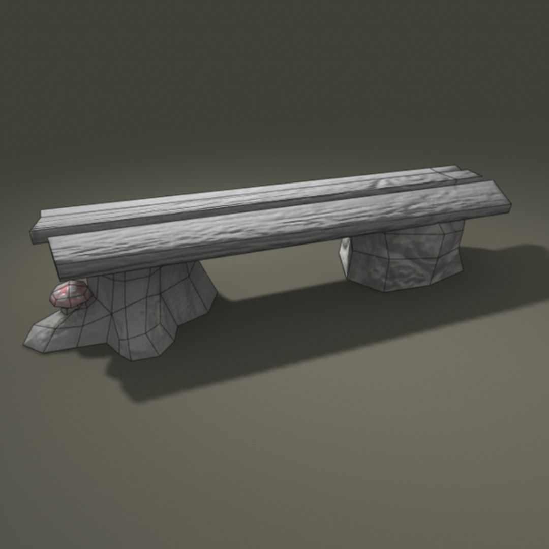 low-poly bench 3d model