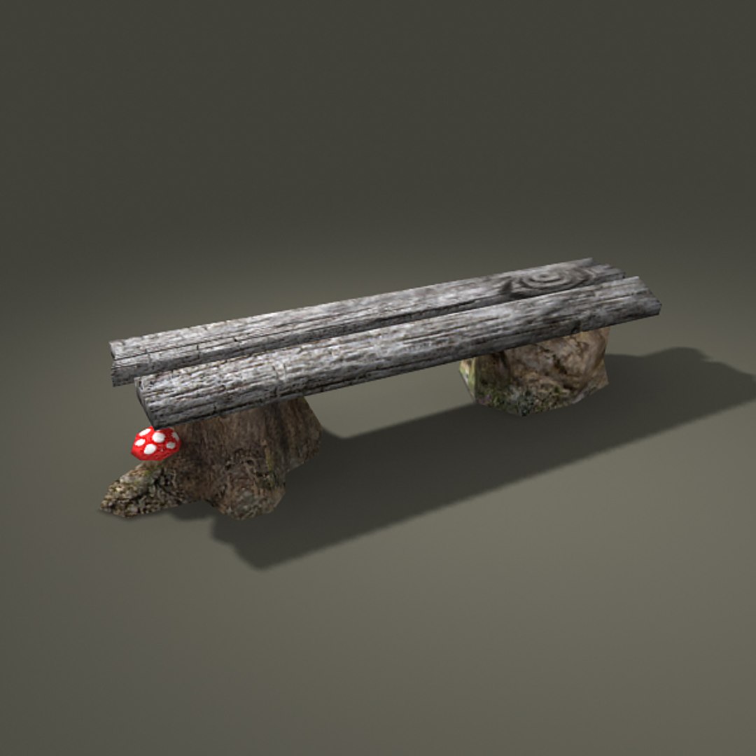 low-poly bench 3d model