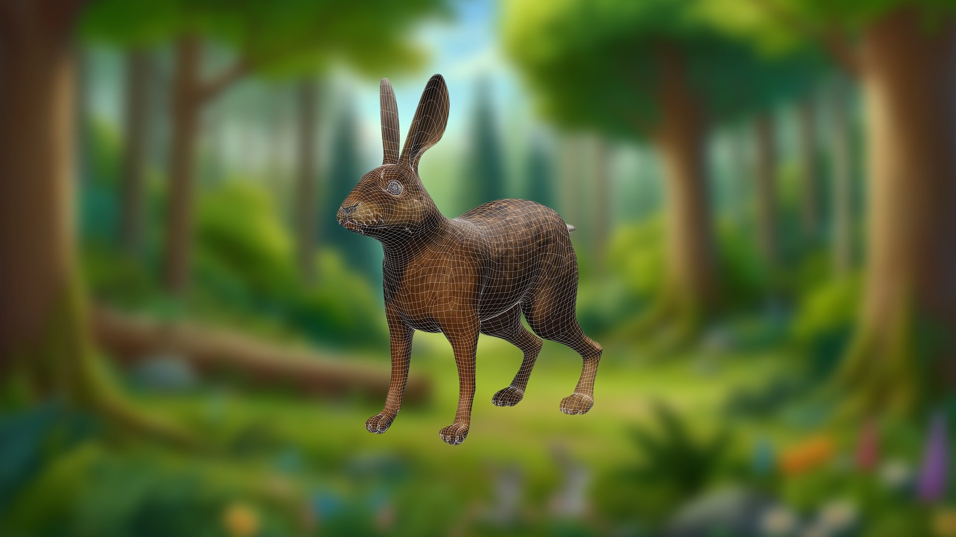 3D Bouncy Bunny 3D Rabbit Model Realistic Hare Toon Low-poly 3D Model ...