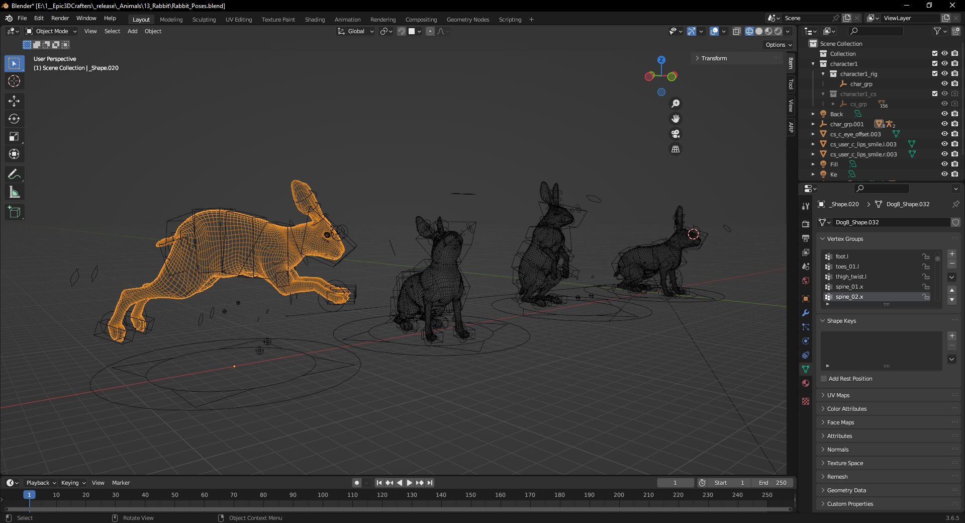 3D Bouncy Bunny 3D Rabbit Model Realistic Hare Toon Low-poly 3D Model ...