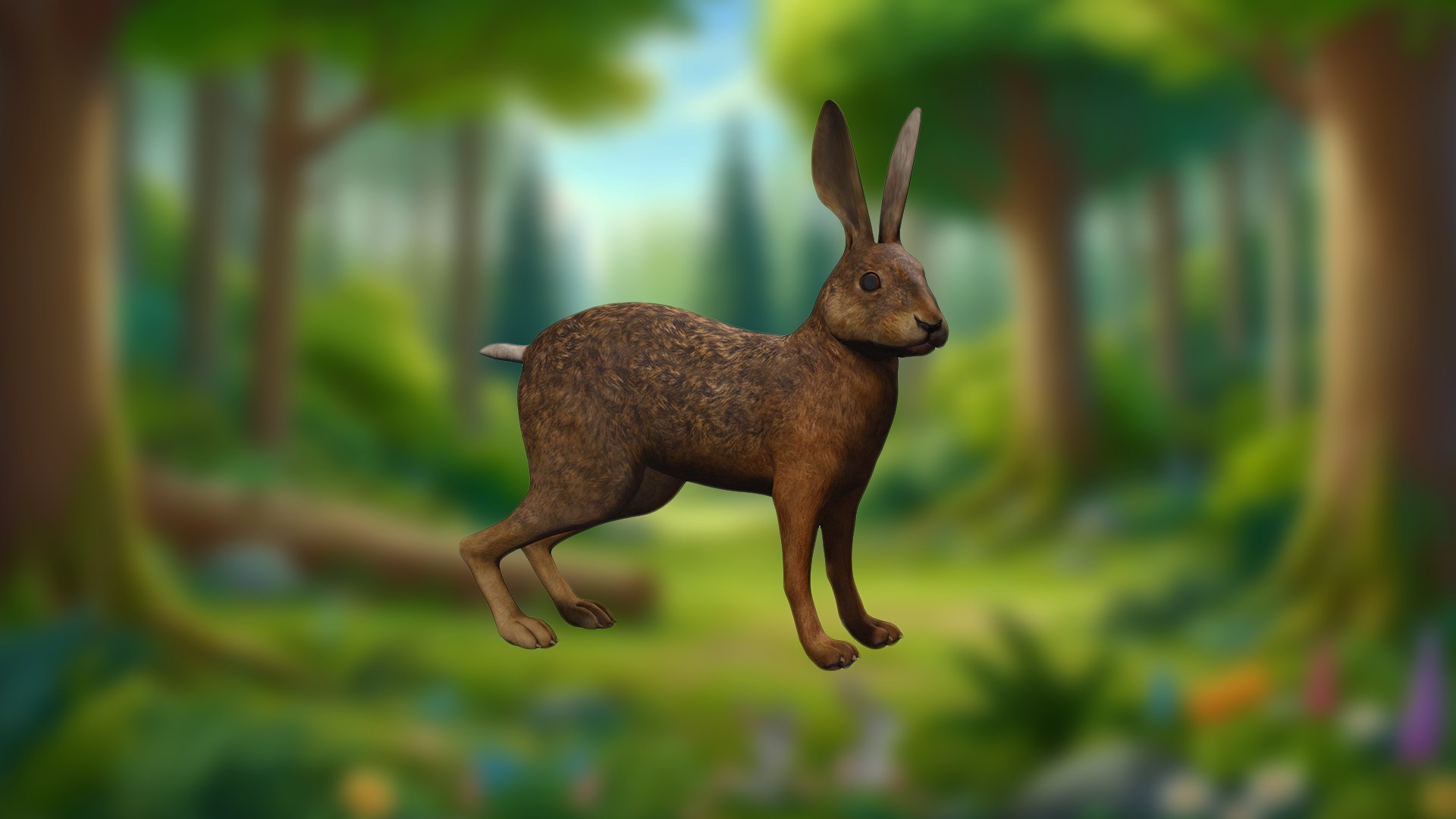3D Bouncy Bunny 3D Rabbit Model Realistic Hare Toon Low-poly 3D Model ...