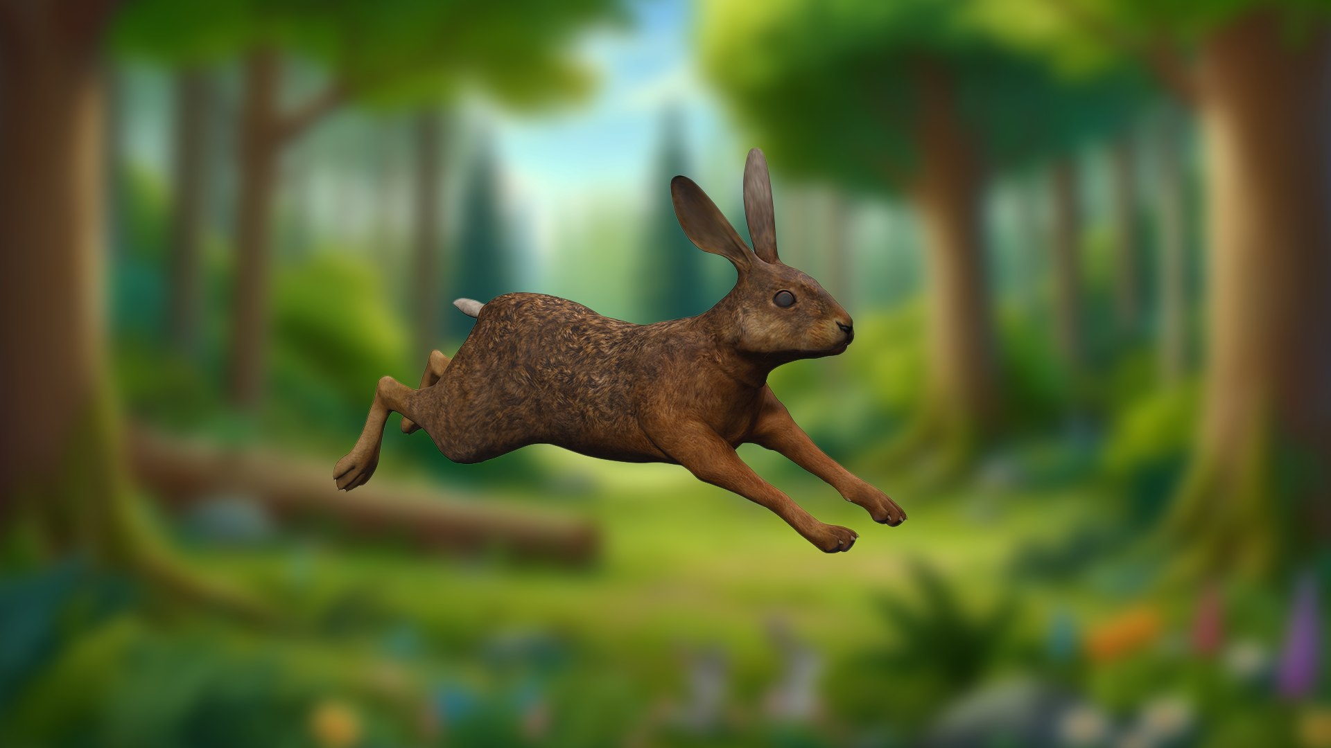 3D Bouncy Bunny 3D Rabbit Model Realistic Hare Toon Low-poly 3D Model ...
