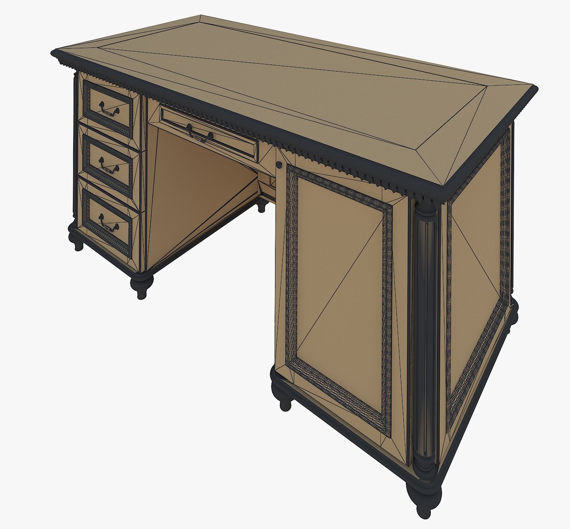 3D Luxury Writing Table Model - TurboSquid 1304189
