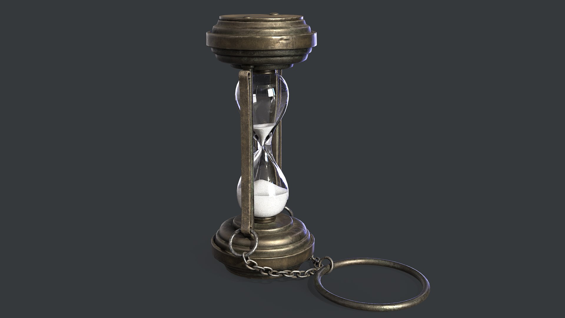 3D Model Worn Antique Hourglass On Chain - TurboSquid 1890747