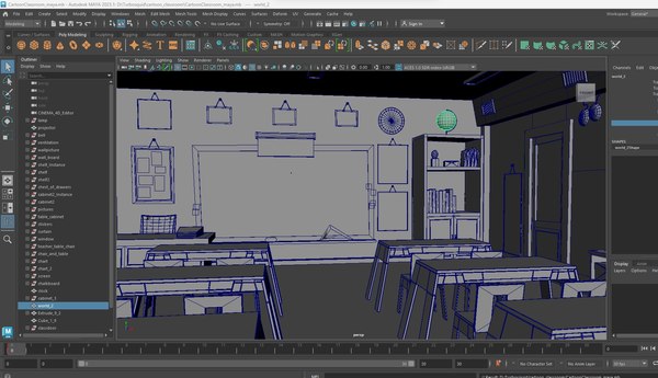 Cartoon classroom modeled scene 3D model - TurboSquid 1364101