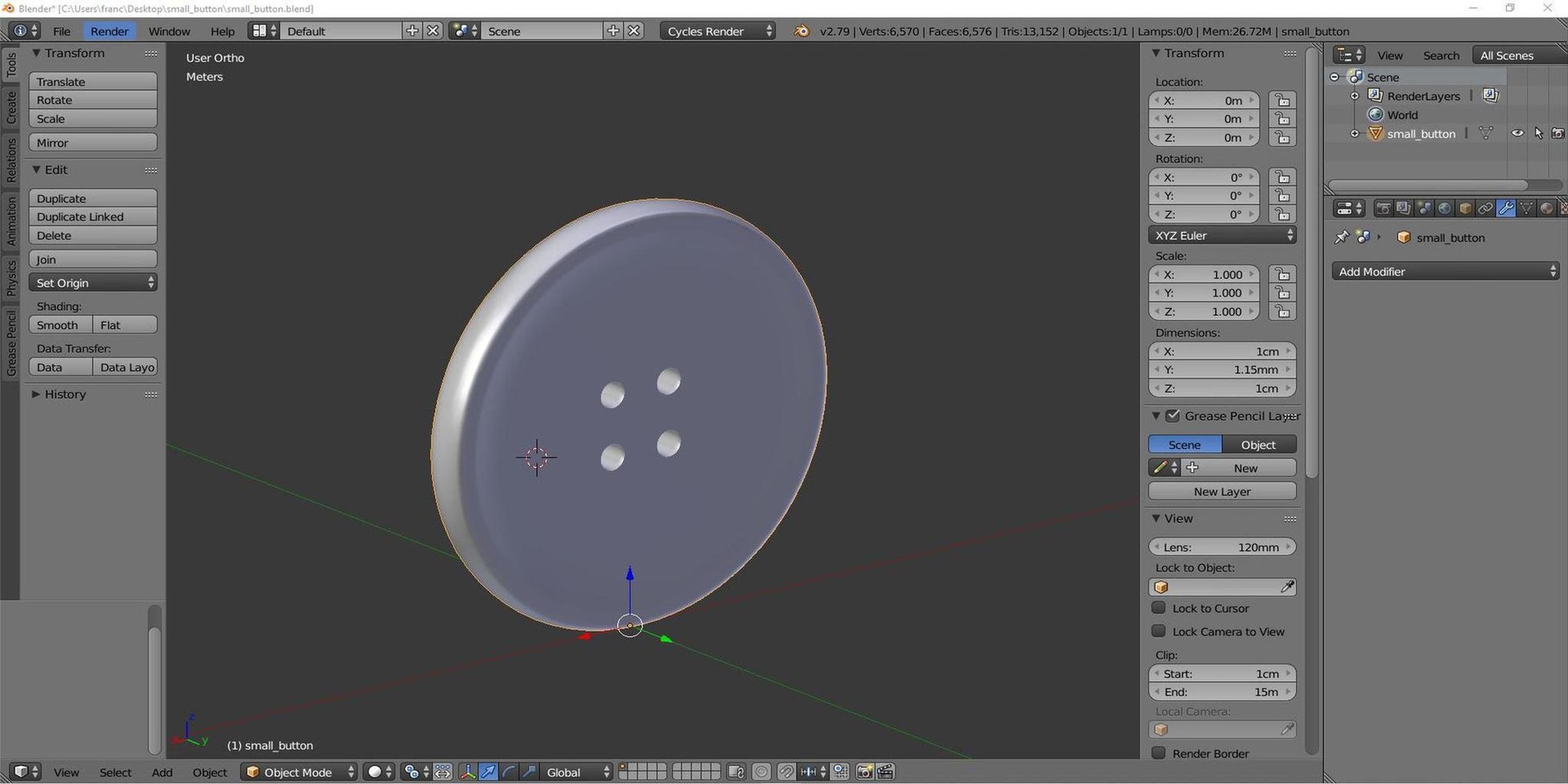 Small Button 3D Model - TurboSquid 1644300
