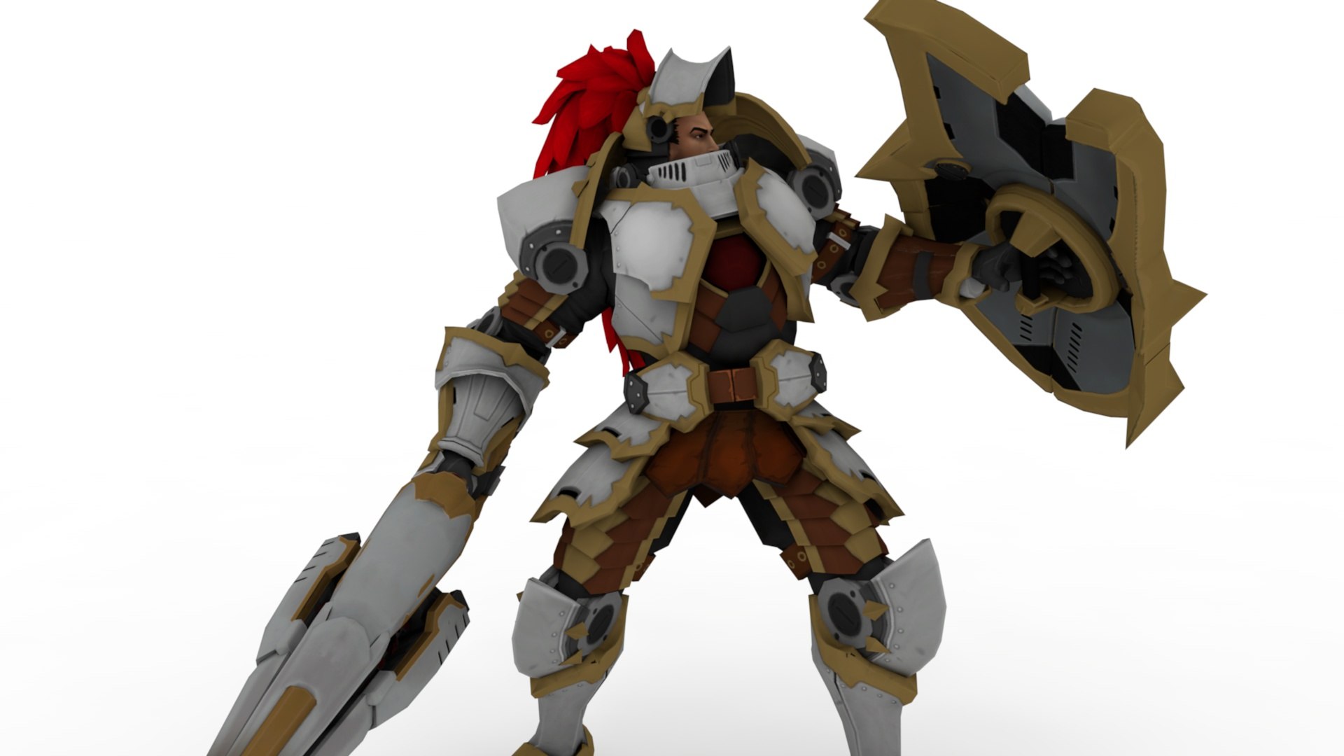 Futuristic Armored Warrior With Shield Blaster 3D - TurboSquid 2396829