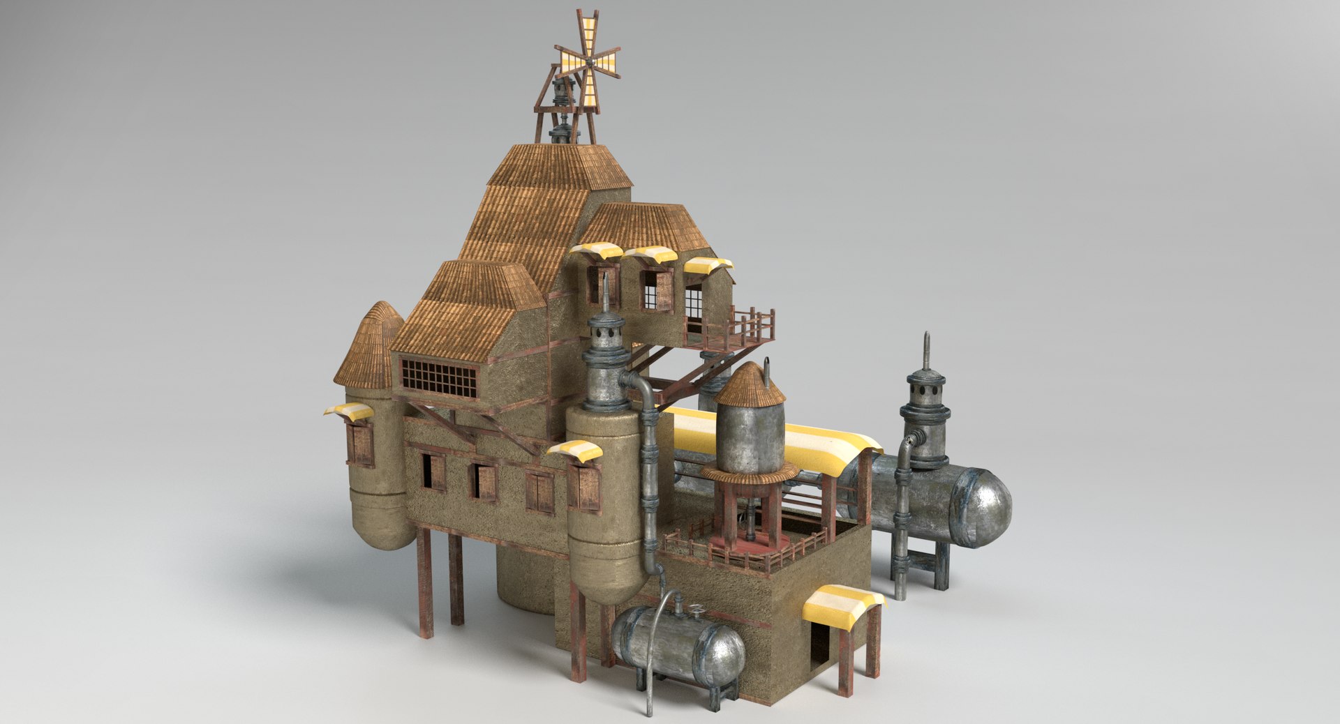 Steampunk House Model - TurboSquid 1227432