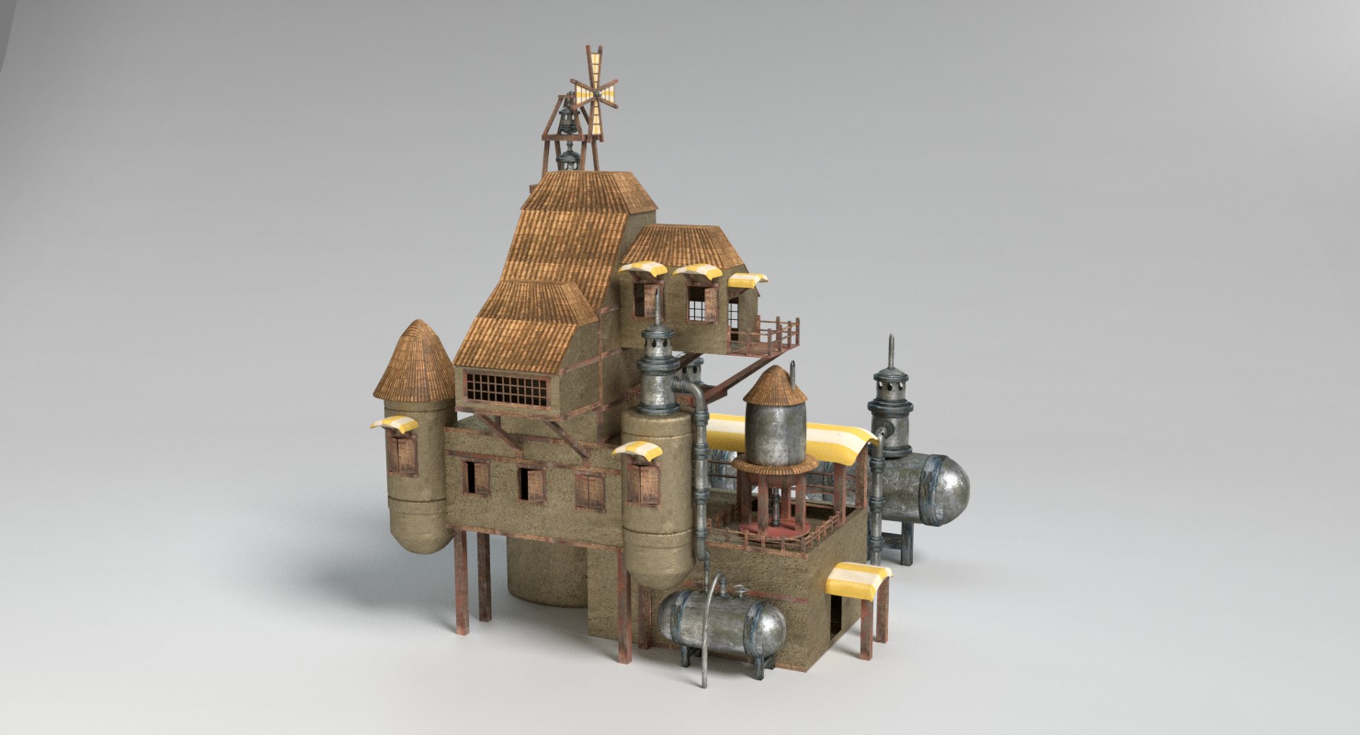 Steampunk House Model - TurboSquid 1227432