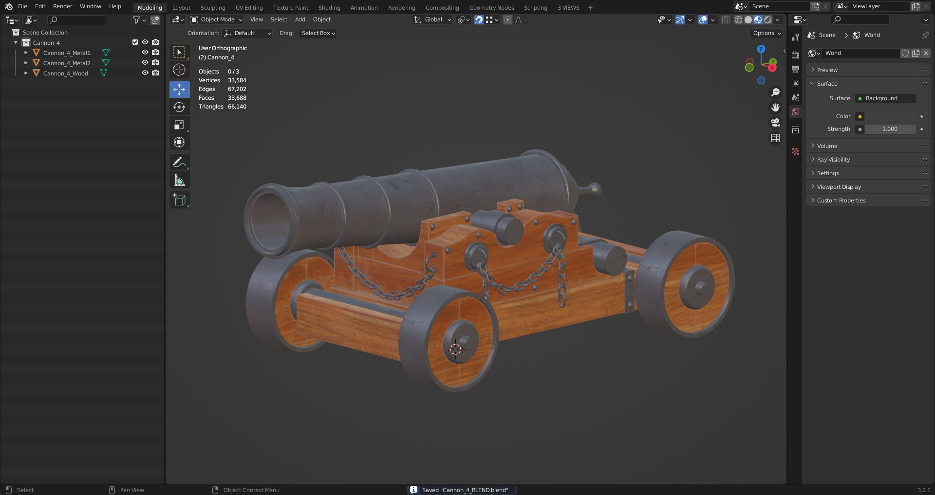 Cannon 4 3D - TurboSquid 2303472