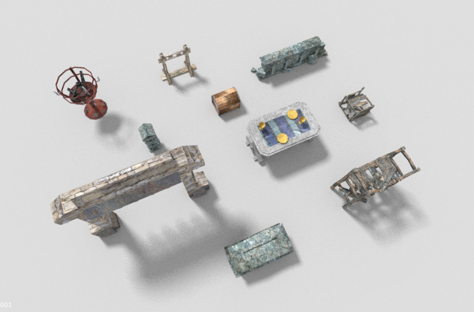 Pack 10 Dungeon Props 3d Model