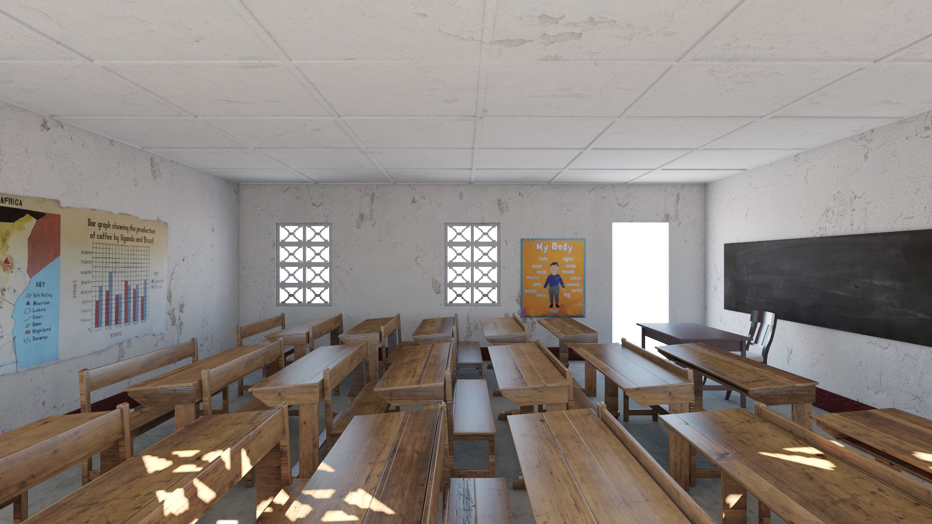 Class Room Realistic 3D Model - TurboSquid 1263277