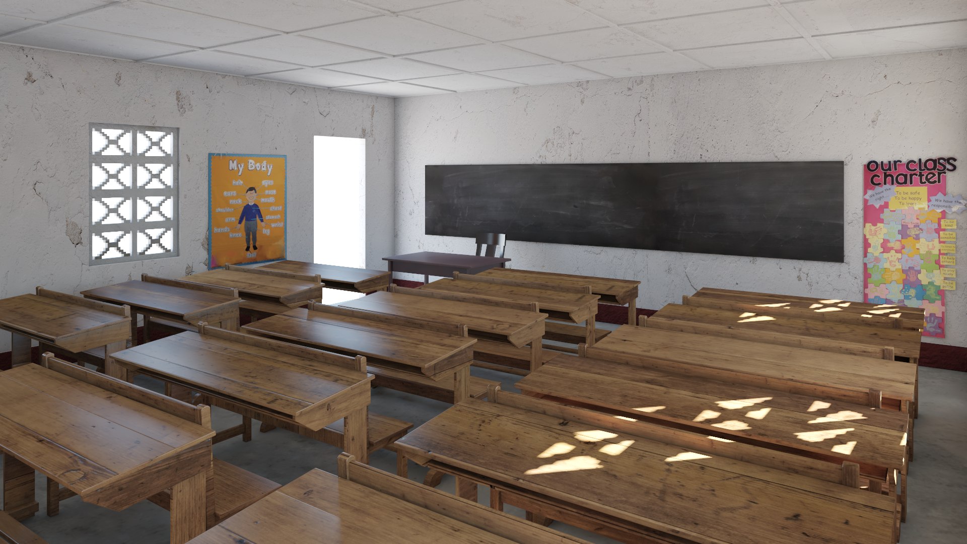 Class Room Realistic 3D Model - TurboSquid 1263277