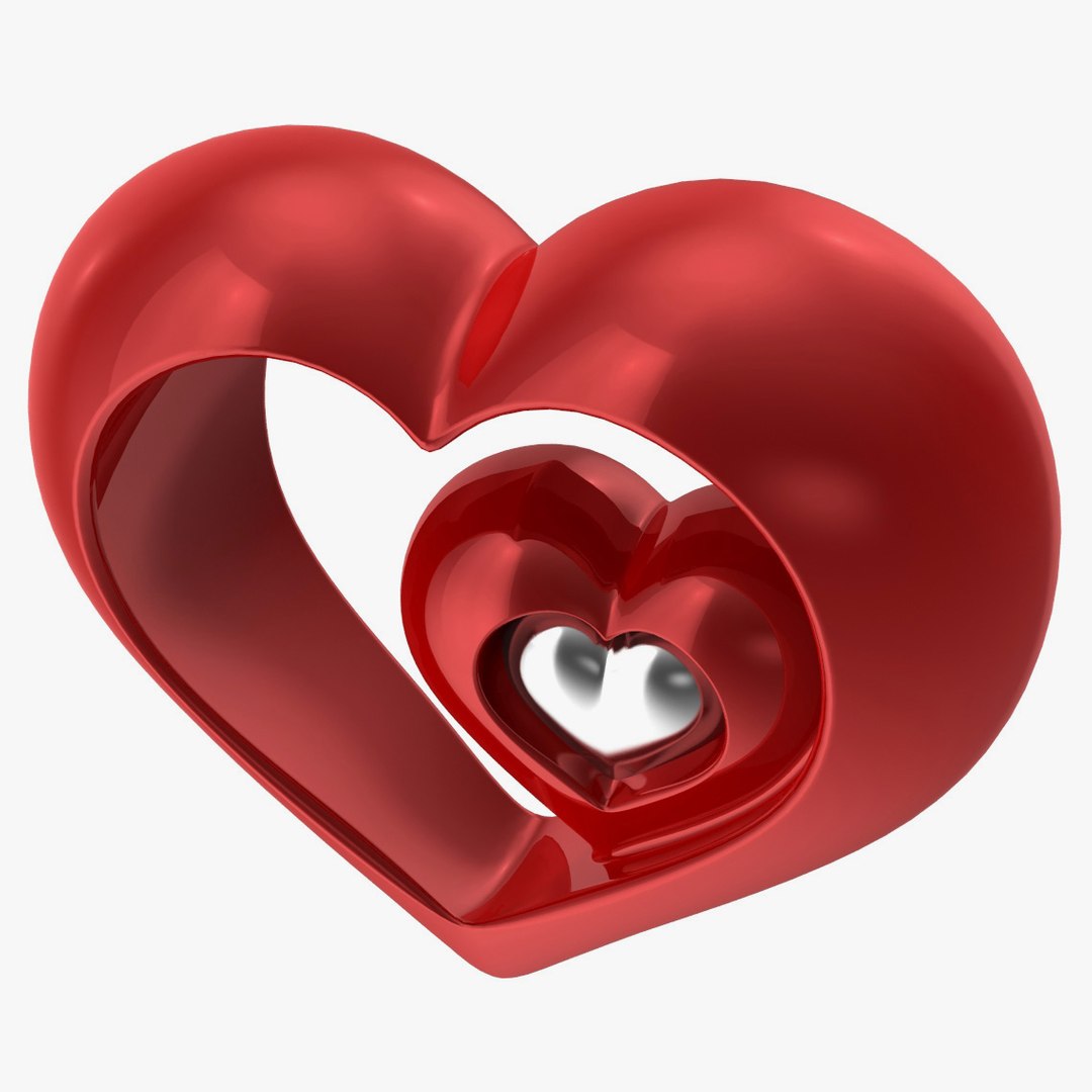heart shiny red v5 3d model