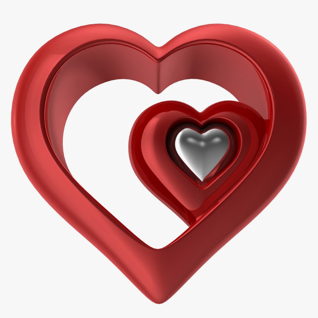 heart shiny red v5 3d model
