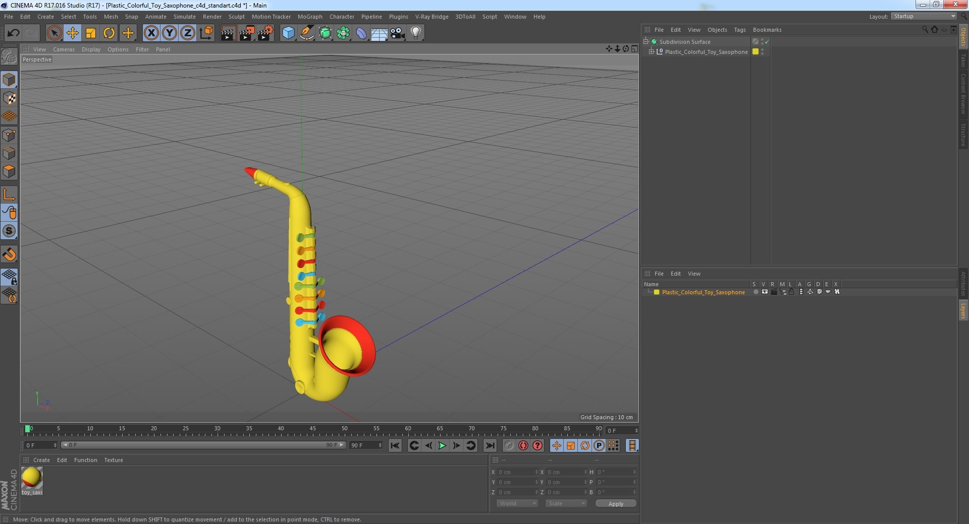 Plastic colorful toy saxophone 3D model - TurboSquid 1626375