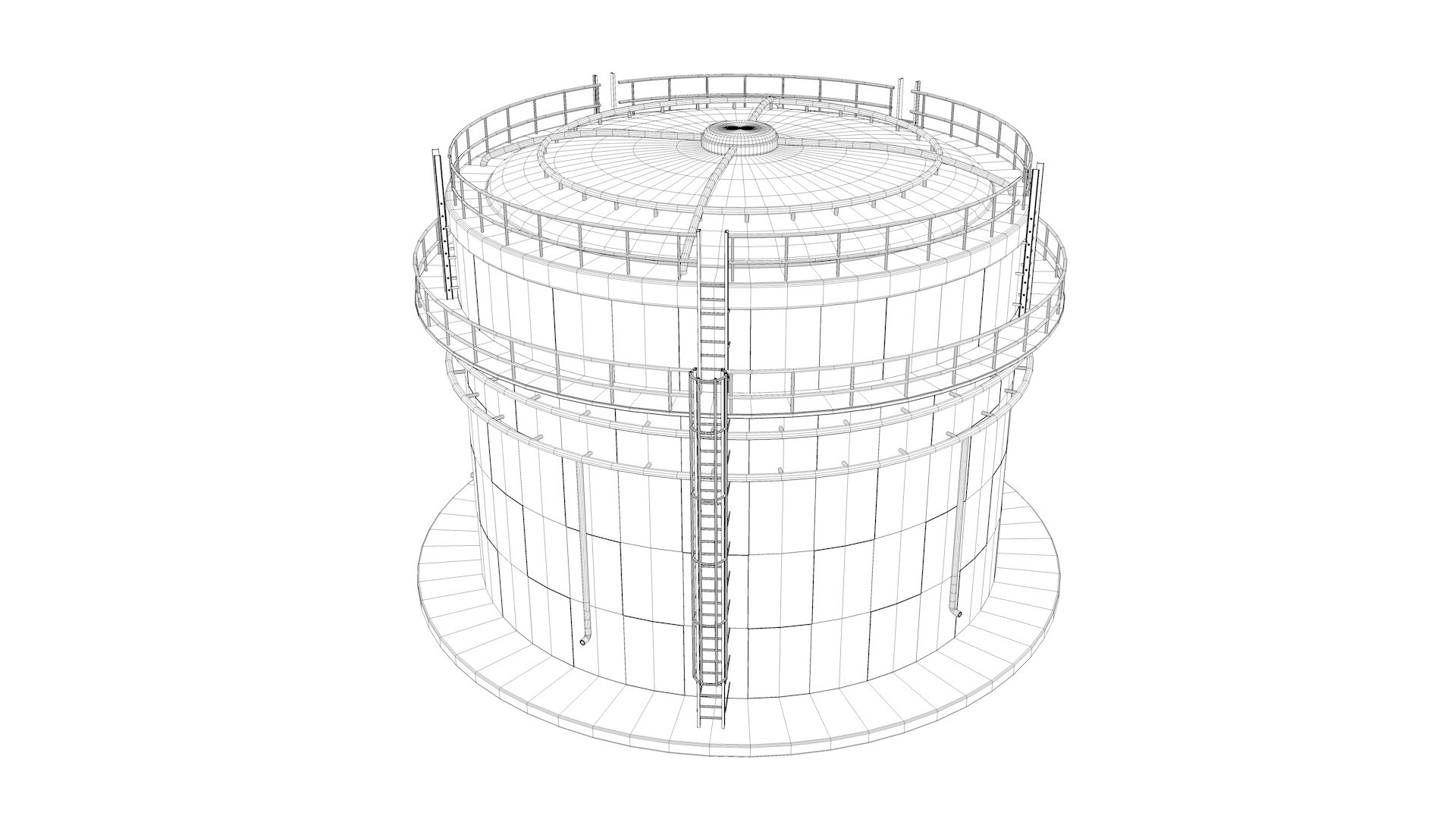 Cylindrical Oil Tank 3D Model - TurboSquid 1866432