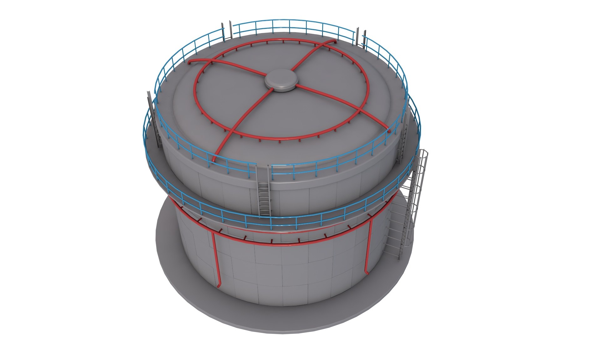 Cylindrical Oil Tank 3D Model - TurboSquid 1866432