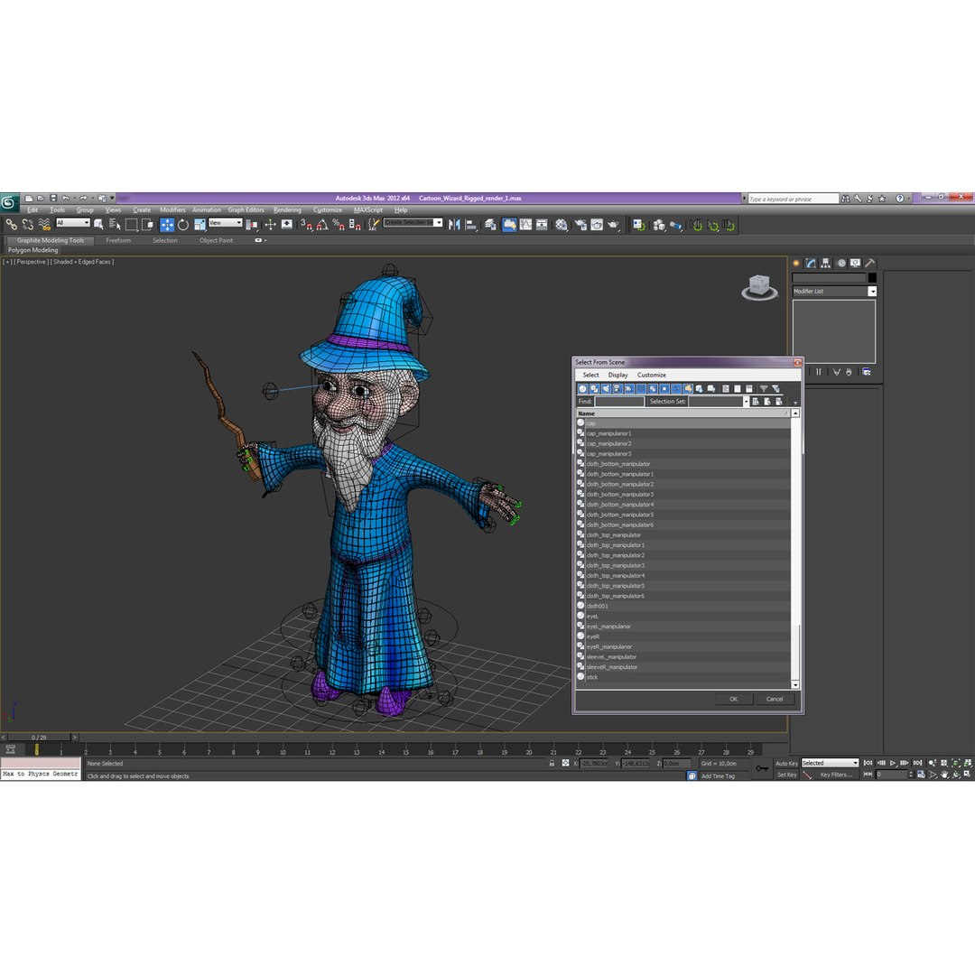 3d cartoon wizard rigged modeled model