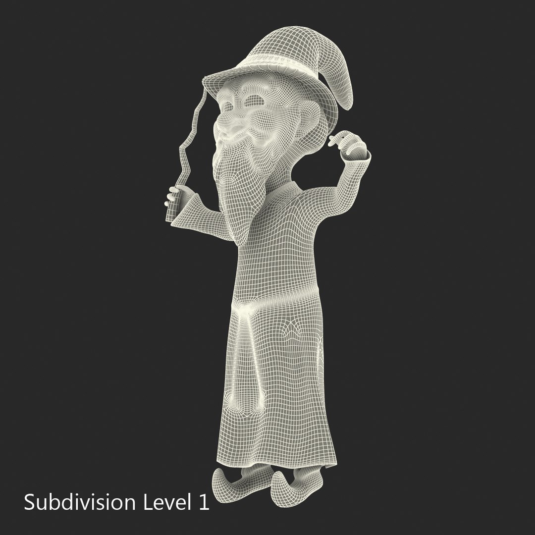 3d cartoon wizard rigged modeled model