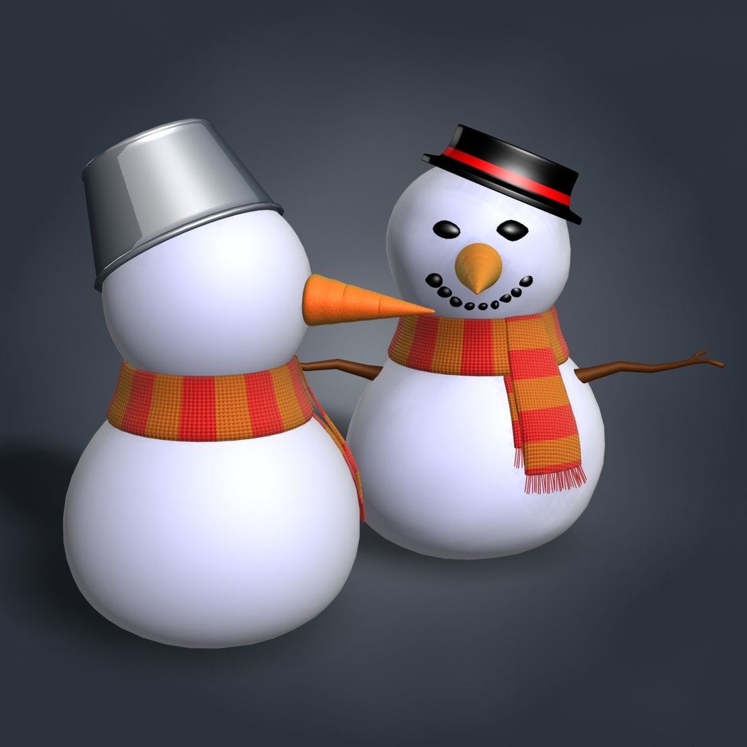 3d Model Snowmen Icon Statue