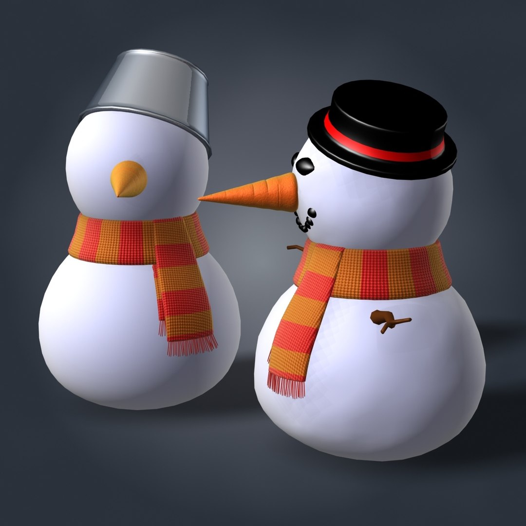 3d Model Snowmen Icon Statue
