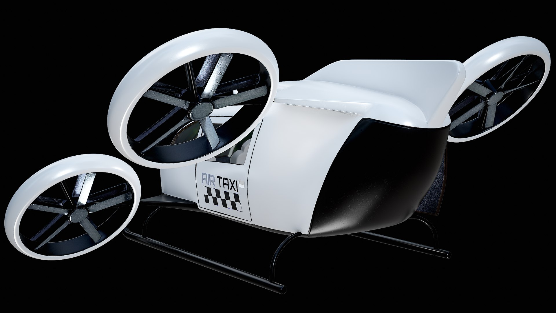 3D model Rigged Flying Taxi Concept Air-Taxi White PBR - TurboSquid 2047009