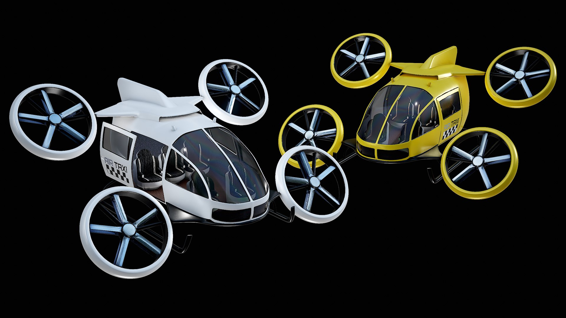 3D model Rigged Flying Taxi Concept Air-Taxi White PBR - TurboSquid 2047009