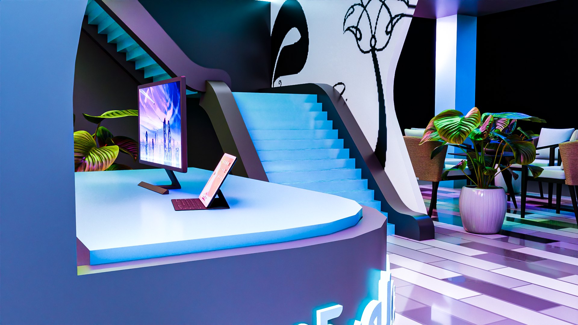 Modern Arabic Exhibition Booth With Interactive Displays 3D Model 3D ...