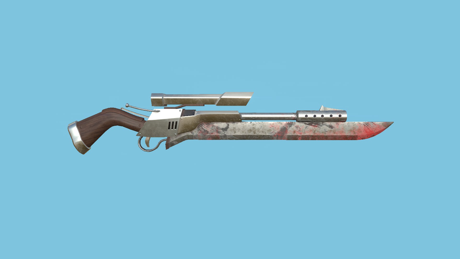 3D Sniper Gunblade 02 Dirt Blood - Character SciFi Design Model ...