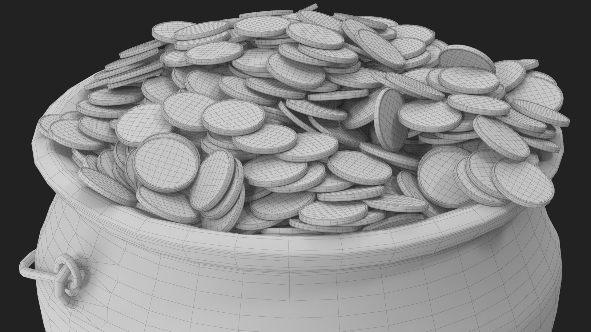 3D Model Iron Pot With Lucky Coins - TurboSquid 1936636