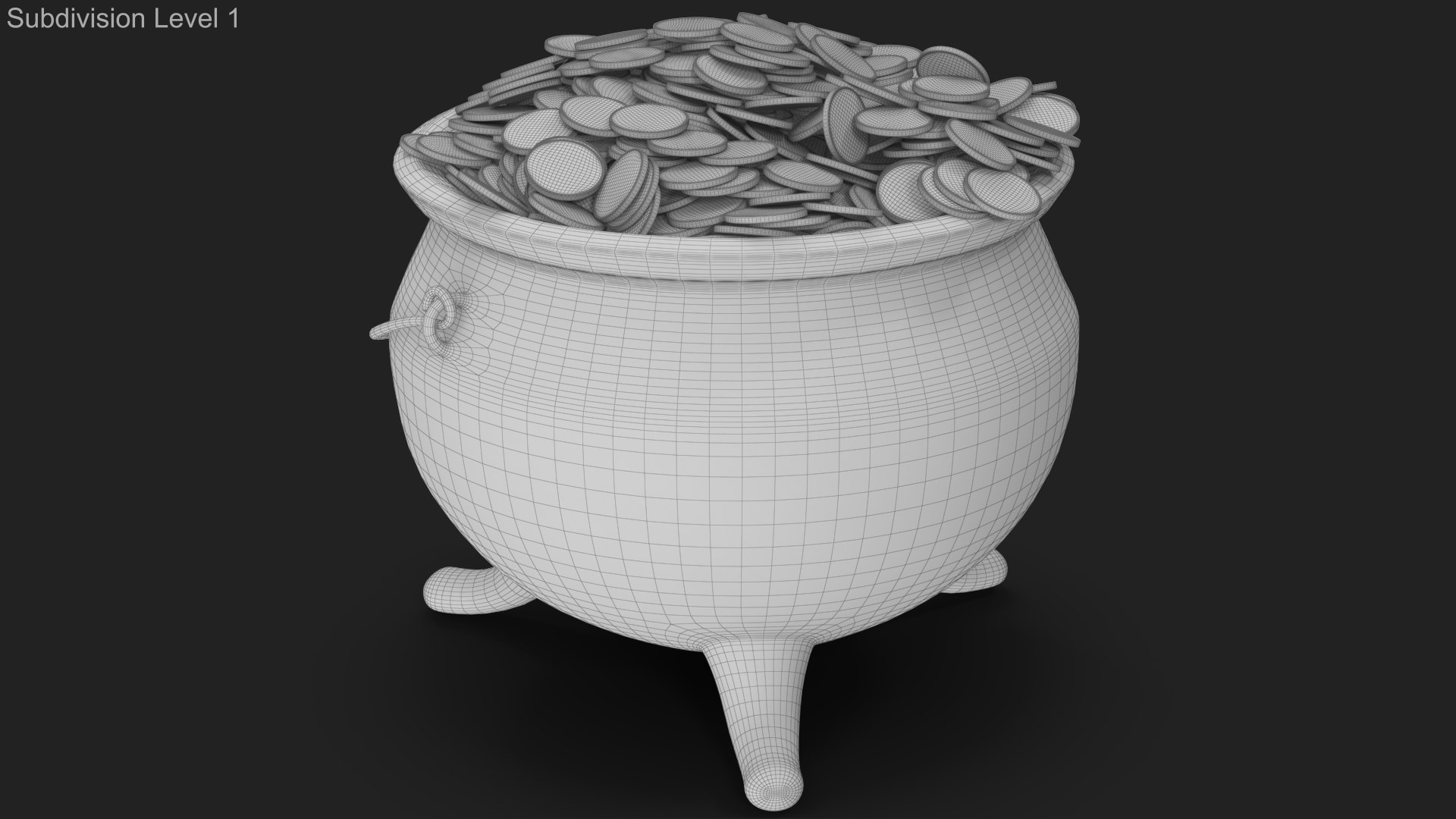 3D Model Iron Pot With Lucky Coins - TurboSquid 1936636