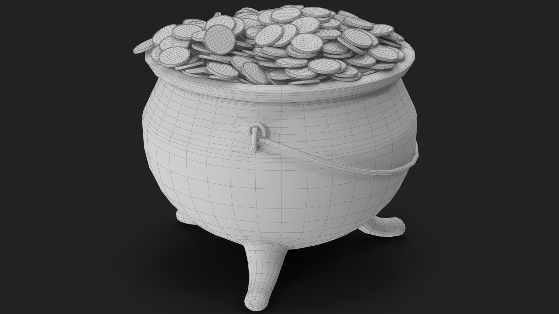 3D Model Iron Pot With Lucky Coins - TurboSquid 1936636
