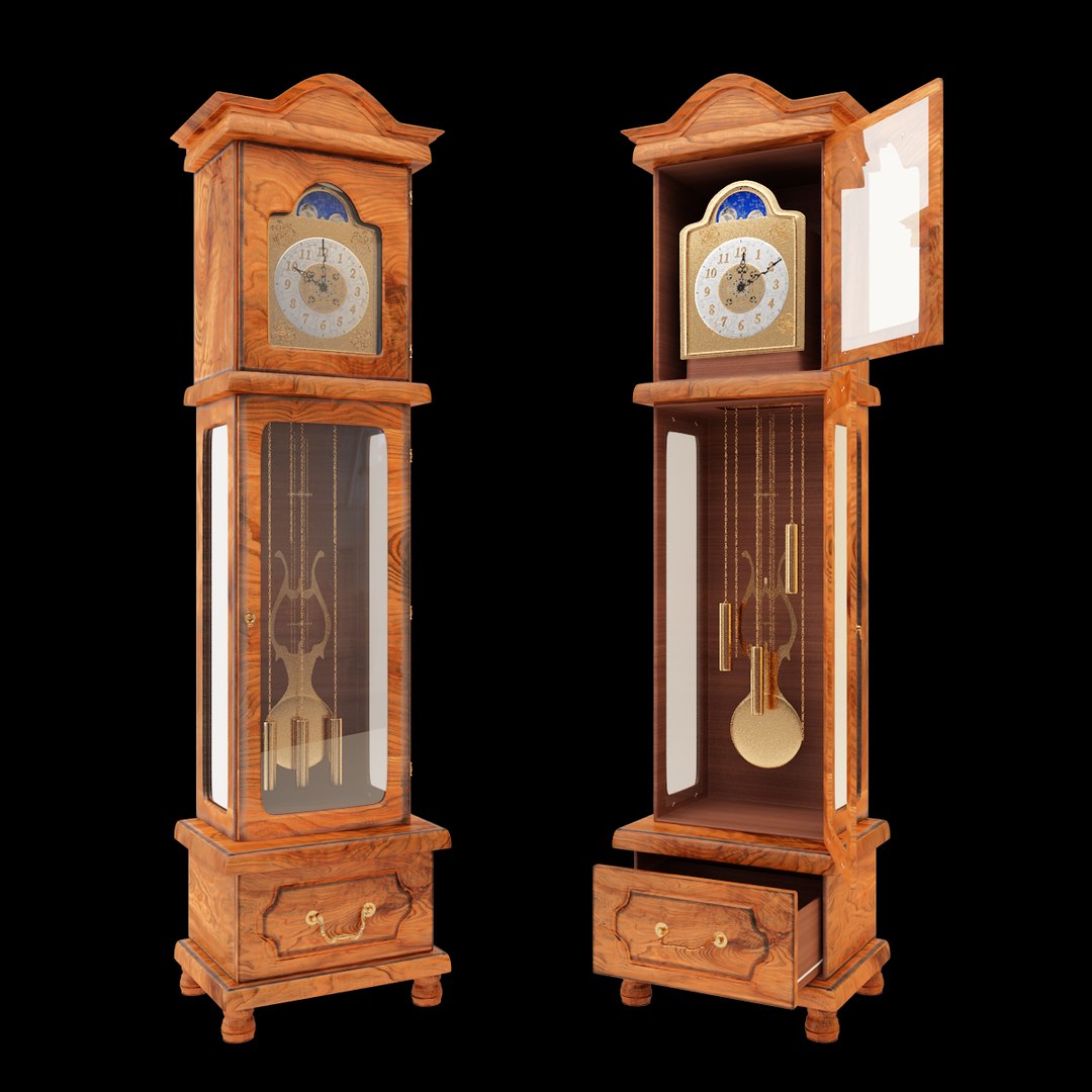 Realistic Old Floor Clock 3d 3ds