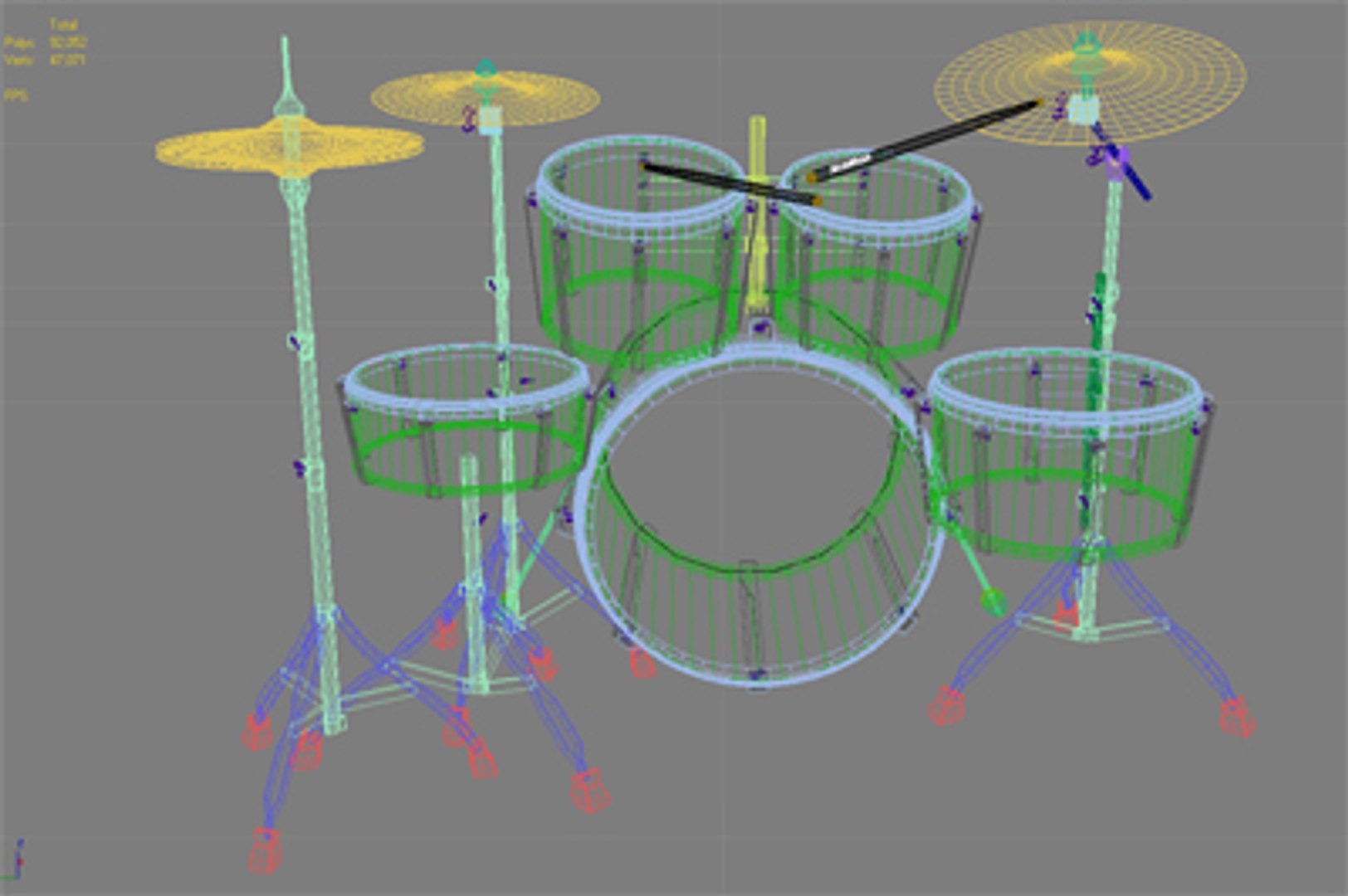Drum Set 3d Obj