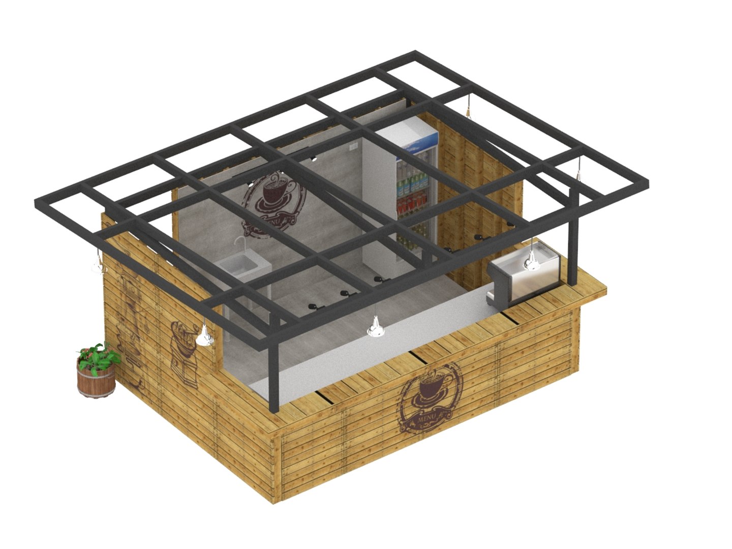 3d store beverage bar beach model