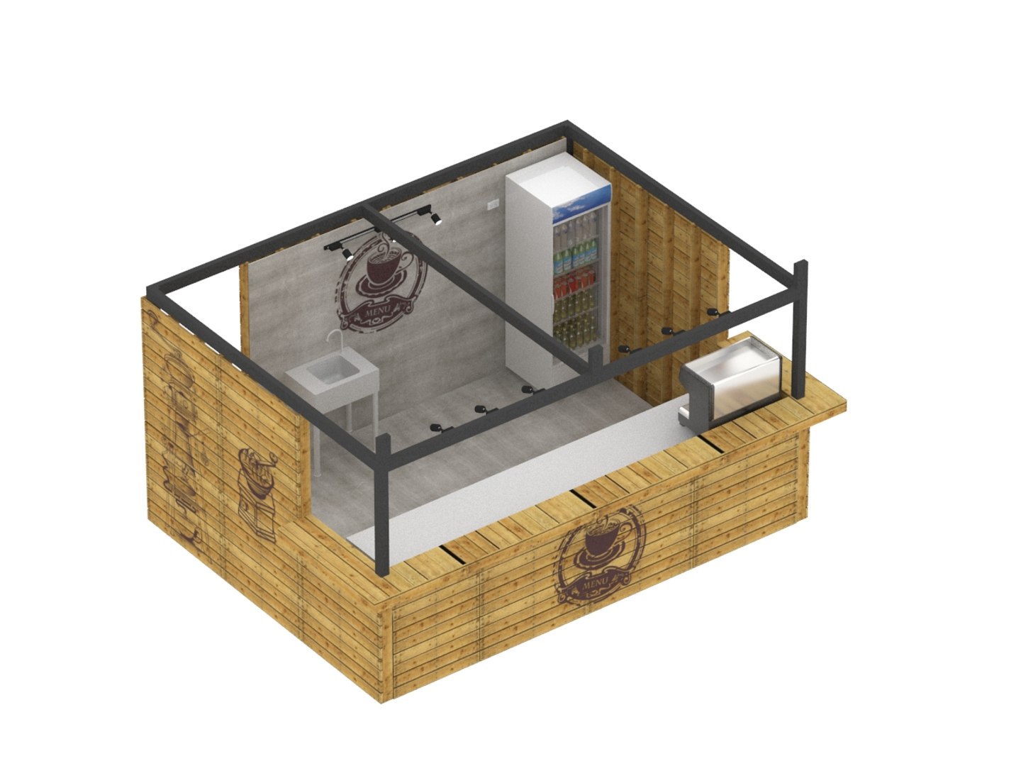 3d store beverage bar beach model