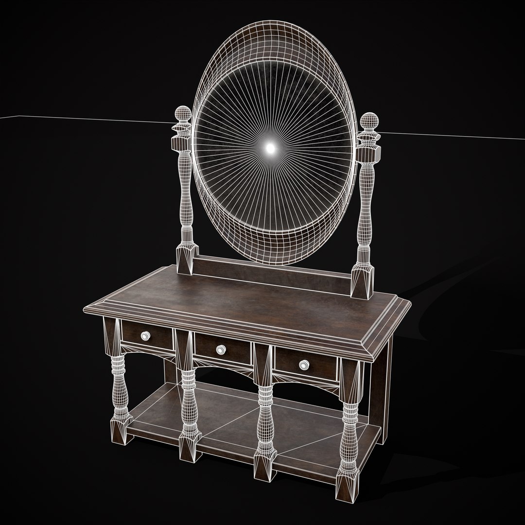 3D Wooden Vanity Set Model - TurboSquid 2078197