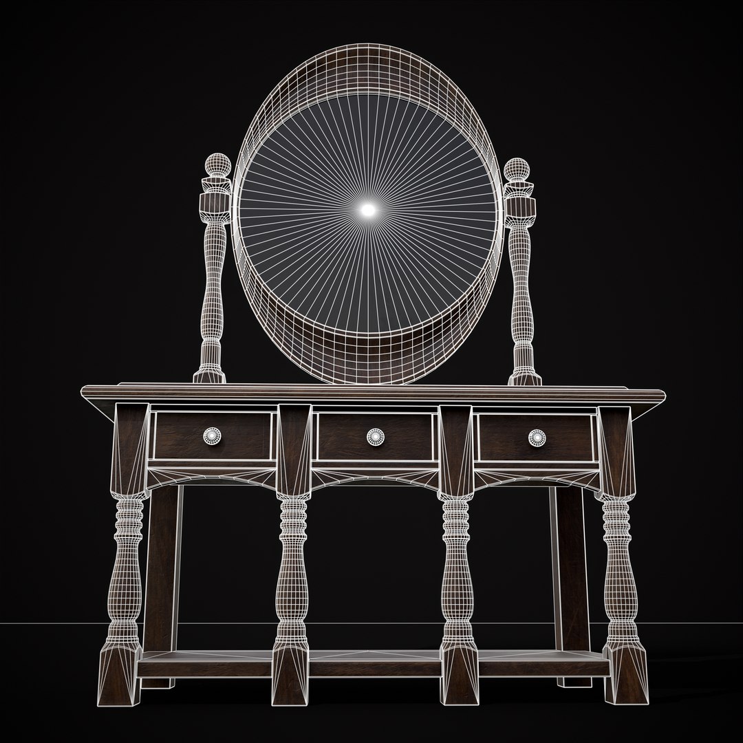 3D Wooden Vanity Set Model - TurboSquid 2078197