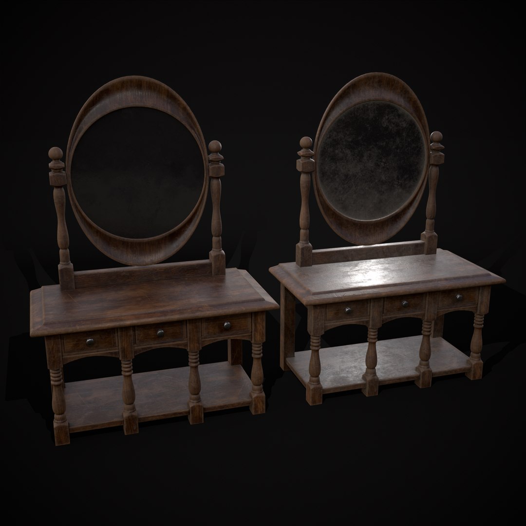 3D Wooden Vanity Set model - TurboSquid 2078197