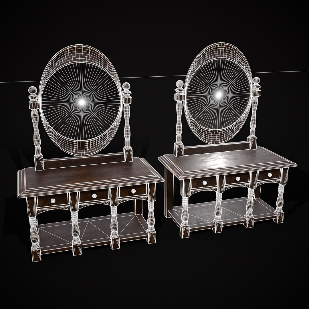 3D Wooden Vanity Set model - TurboSquid 2078197