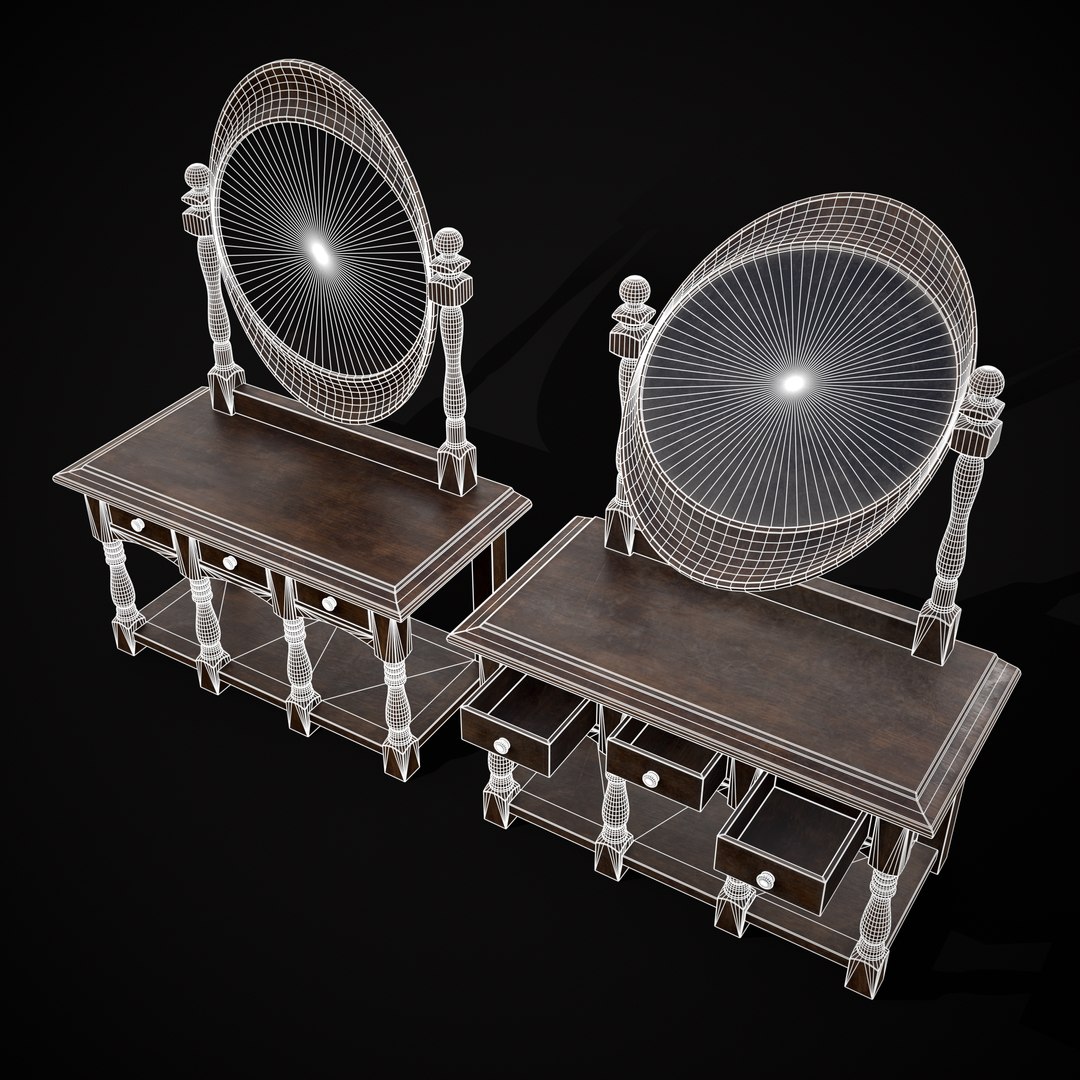 3D Wooden Vanity Set model - TurboSquid 2078197