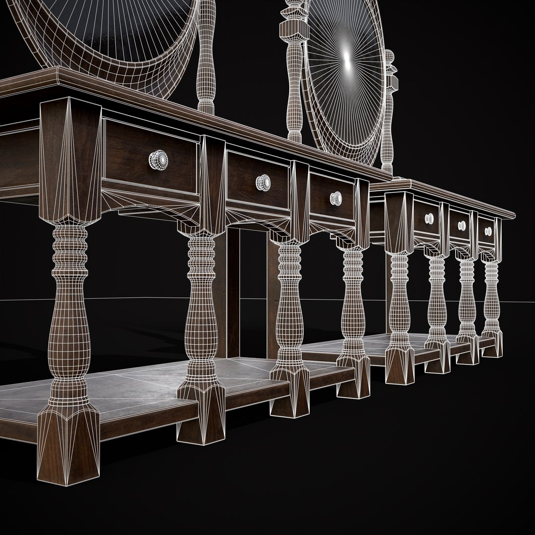 3D Wooden Vanity Set model - TurboSquid 2078197