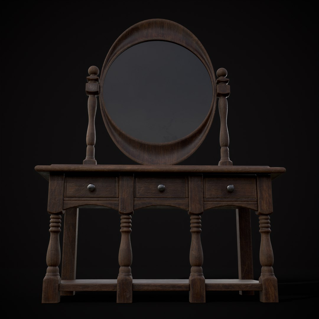 3D Wooden Vanity Set Model - TurboSquid 2078197
