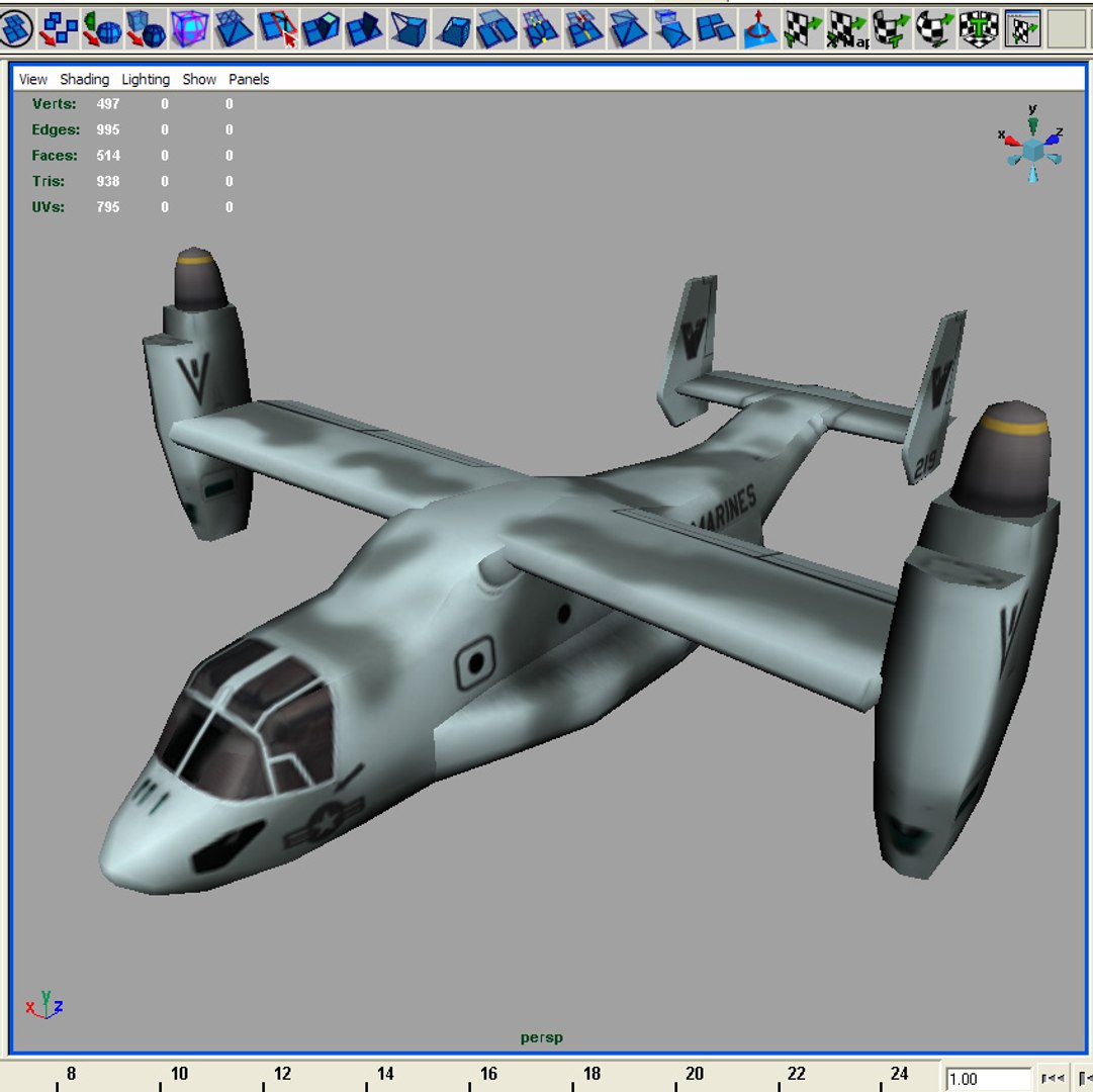 3d Model V22 Osprey Usmc Helicopter