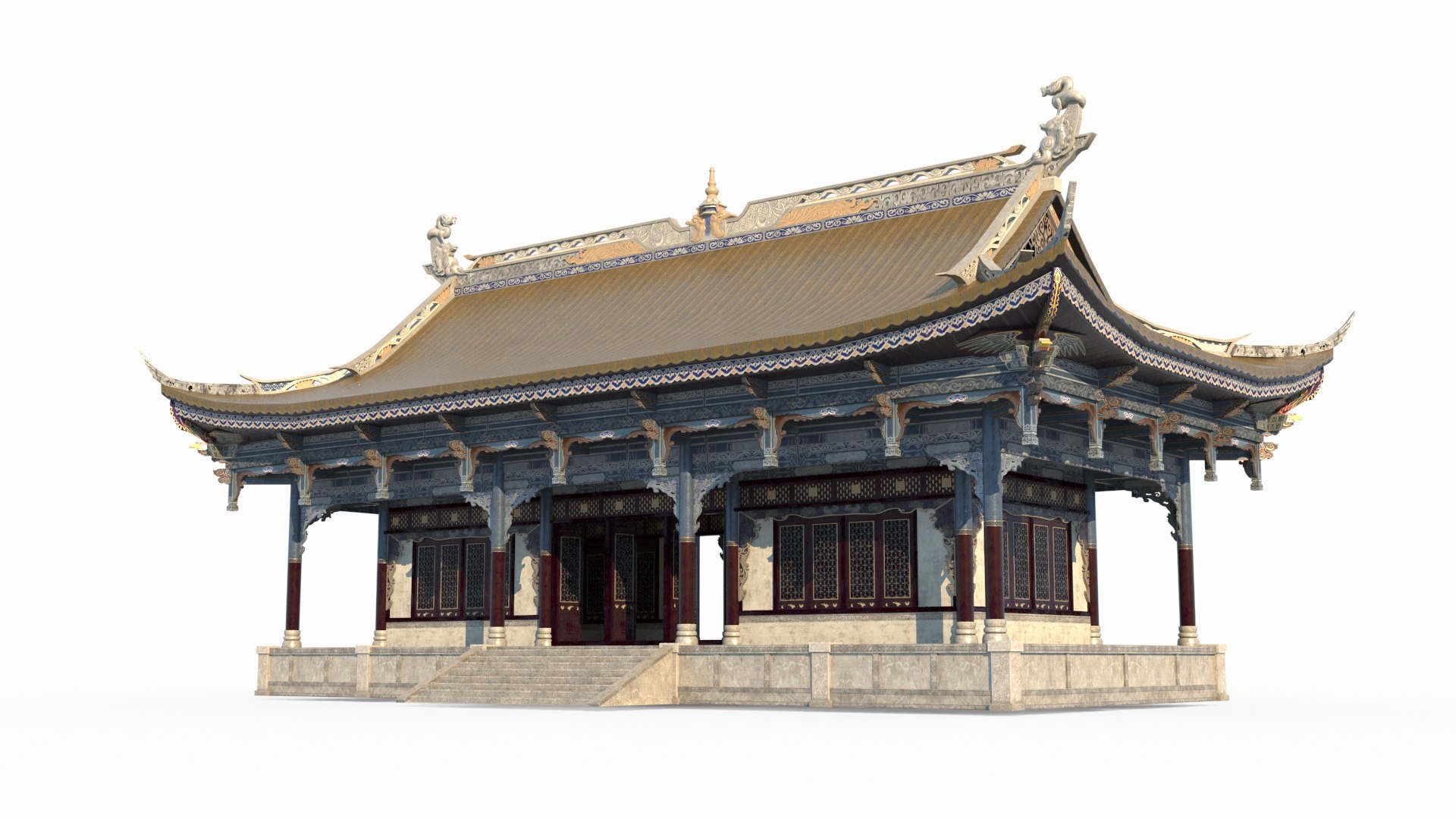3D Palace Hall Of Ancient Asian Architecture - TurboSquid 2031105